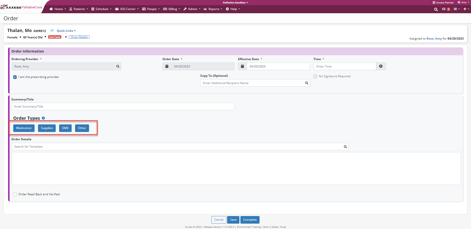 Order Management Updates in Axxess Palliative Care